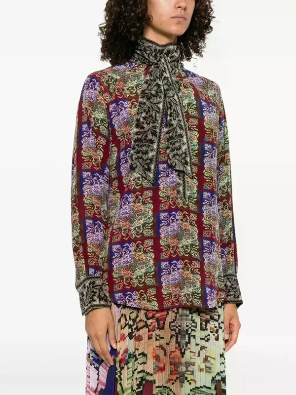 PIERRE-LOUIS MASCIA Patterned Tie-neck Shirt