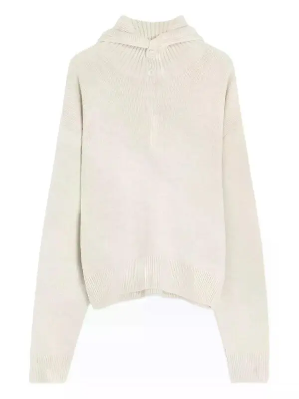 LEMAIRE Ribbed-trim Hoodie - Neutrals