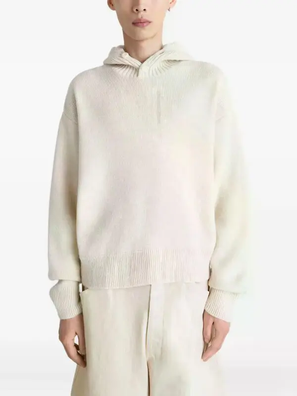 LEMAIRE Ribbed-trim Hoodie - Neutrals