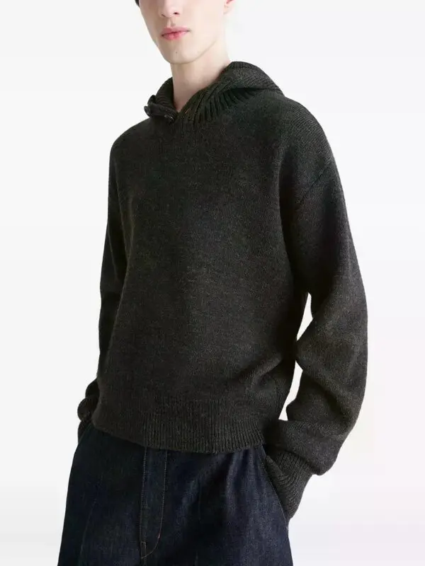 LEMAIRE Buttoned Hooded Sweater - Black