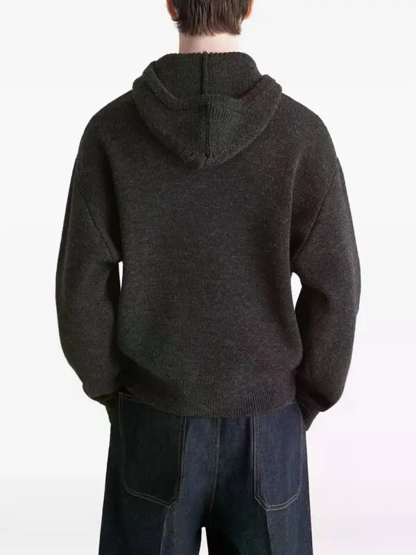 LEMAIRE Buttoned Hooded Sweater - Black