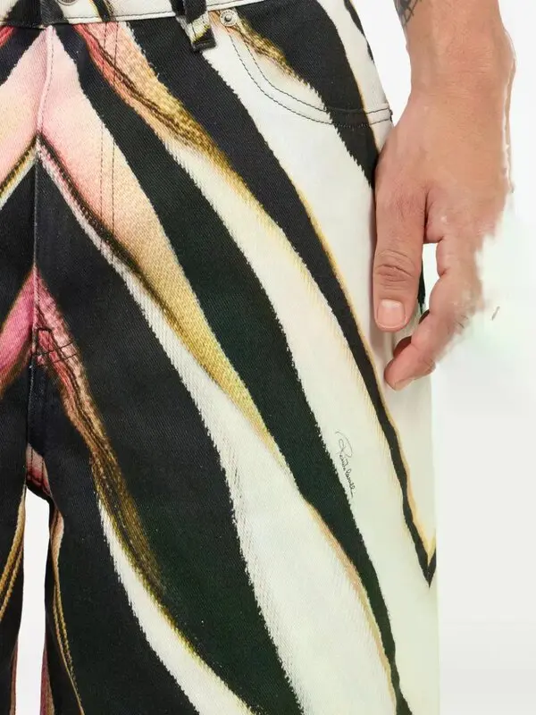Roberto Cavalli Zebra-print Denim Shorts