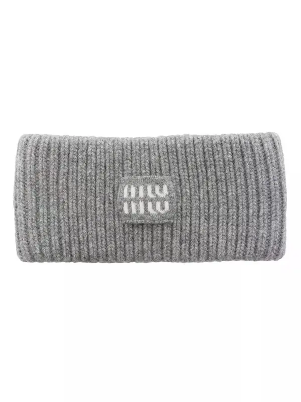 Miu Miu Logo-patch Wool-cashmere Headband - Grey