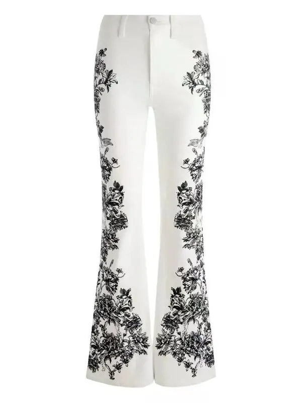 Alice + Olivia Sb Floral-print Flared Trousers