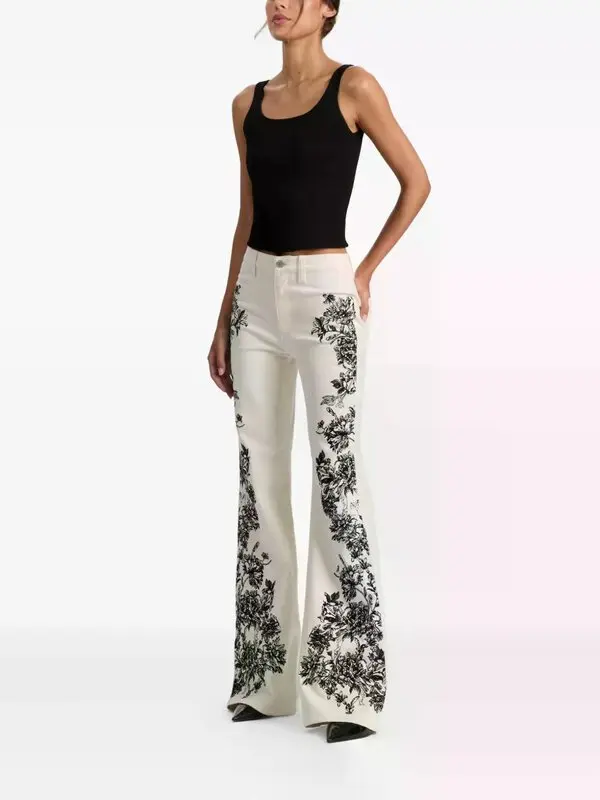Alice + Olivia Sb Floral-print Flared Trousers