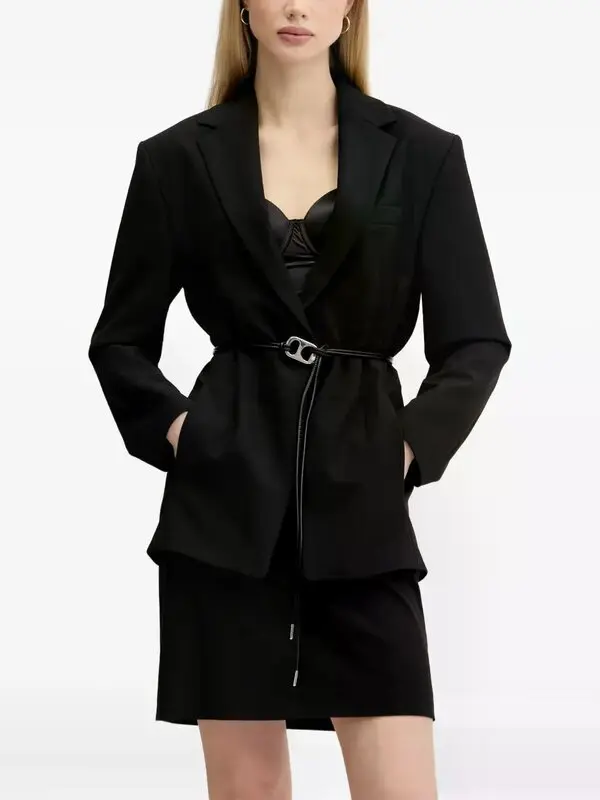 Hugo Padded-shoulder Belted Blazer