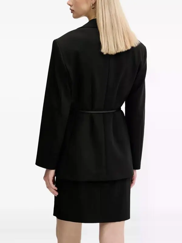 Hugo Padded-shoulder Belted Blazer