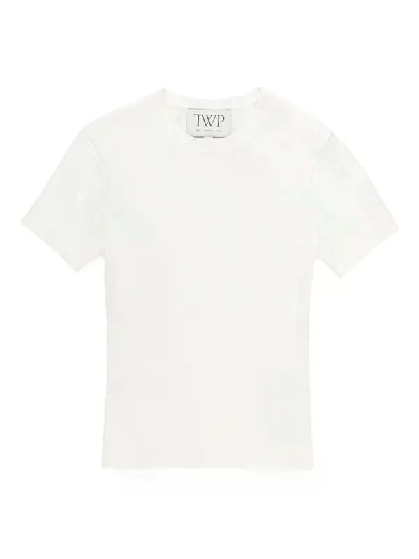 TWP Ribbed Short-sleeved Top - White