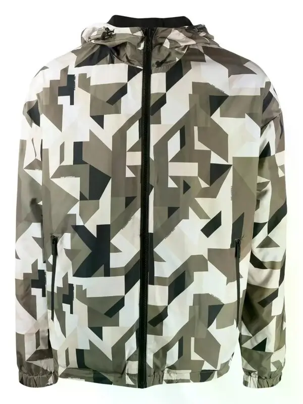 Karl Lagerfeld Geometric-print Hooded Jacket - Green