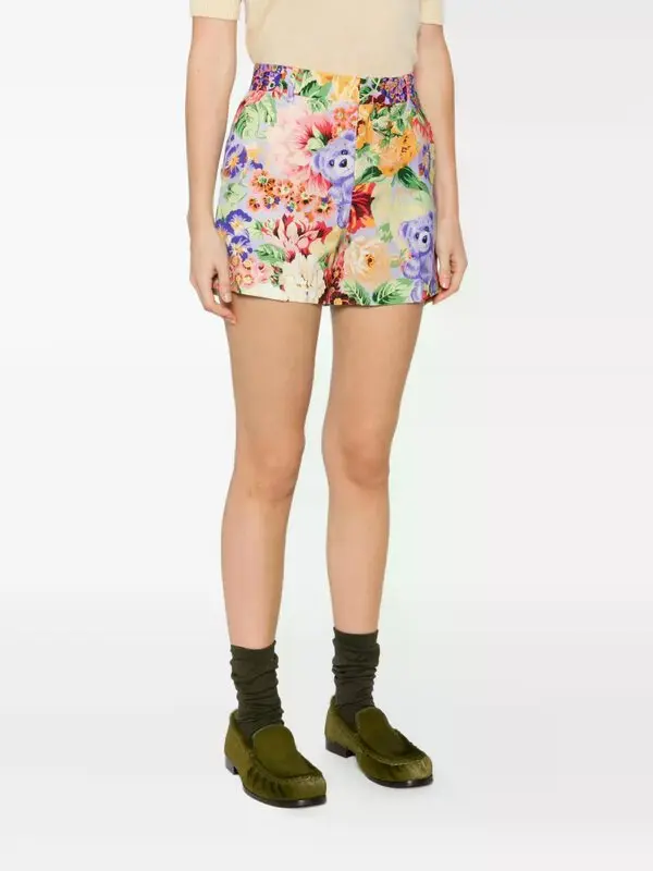 Moschino Floral-teddy Bear Printed Shorts