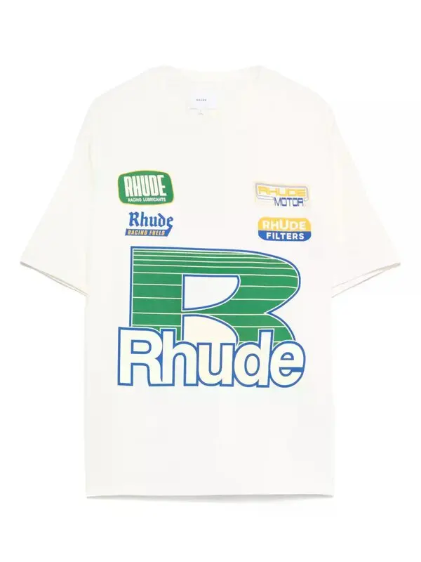 Rhude Graphic-print Logo-detail T-shirt - Neutrals
