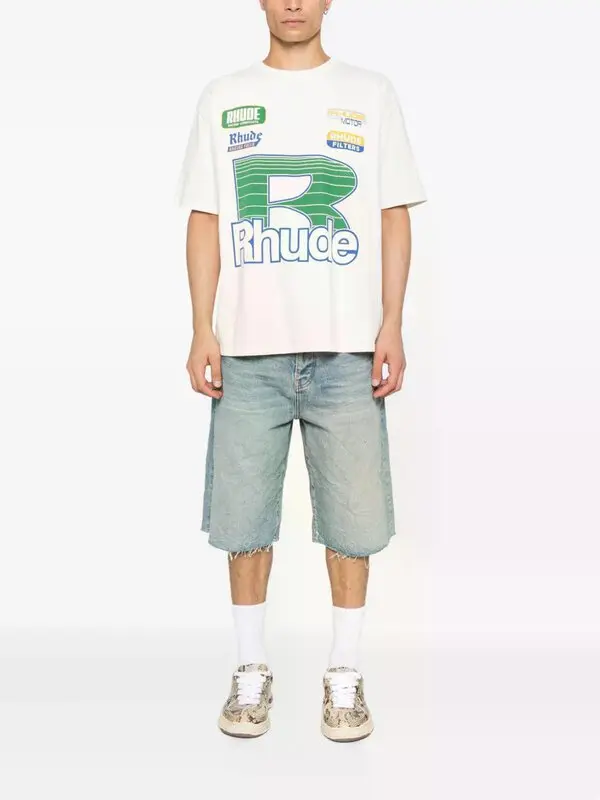 Rhude Graphic-print Logo-detail T-shirt - Neutrals