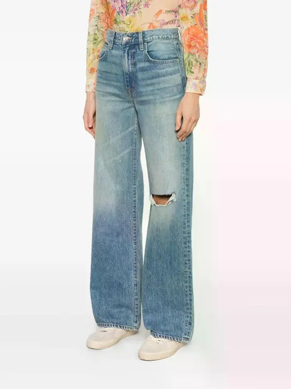 SLVRLAKE Distressed Wide-leg Jeans