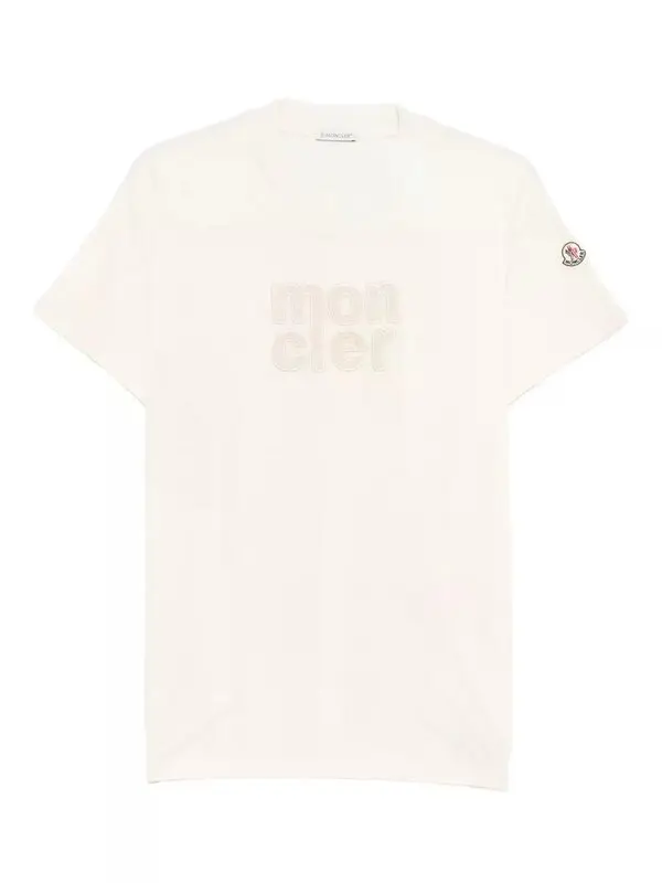 Moncler Logo-embroidered T-shirt - Neutrals