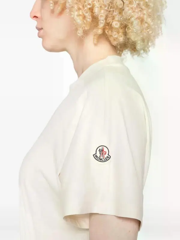 Moncler Logo-embroidered T-shirt - Neutrals