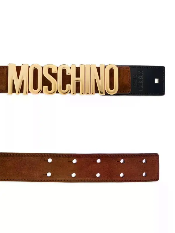 Moschino Logo Plaque Suede Belt
