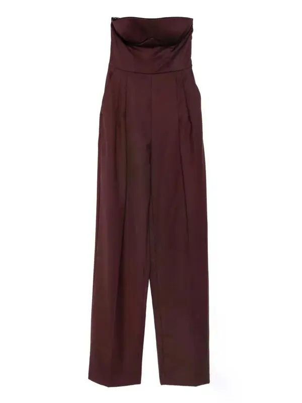Elisabetta Franchi Strapless Pleated Jumpsuit - Red