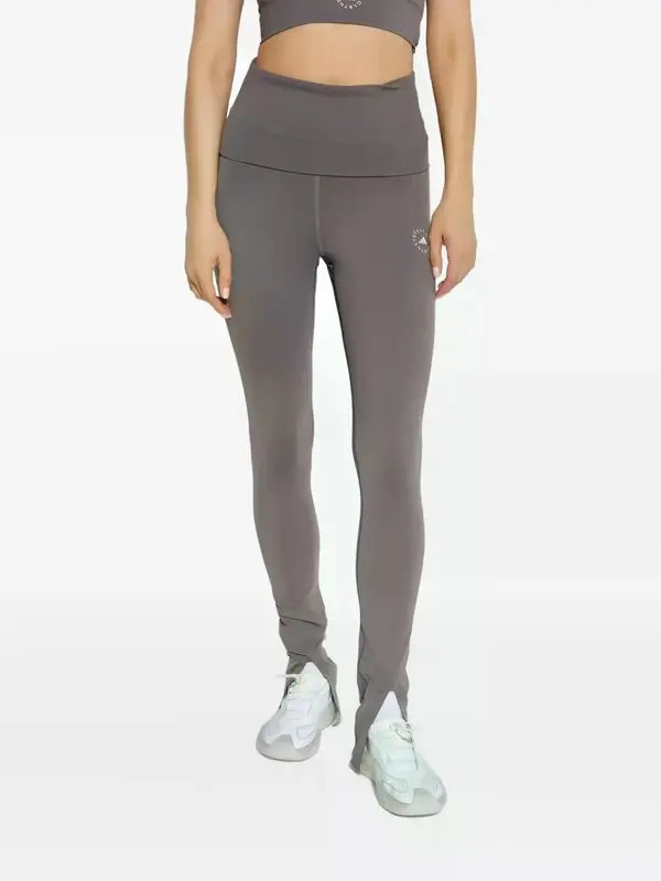 Adidas By Stella McCartney Logo-print Split-hem Leggings