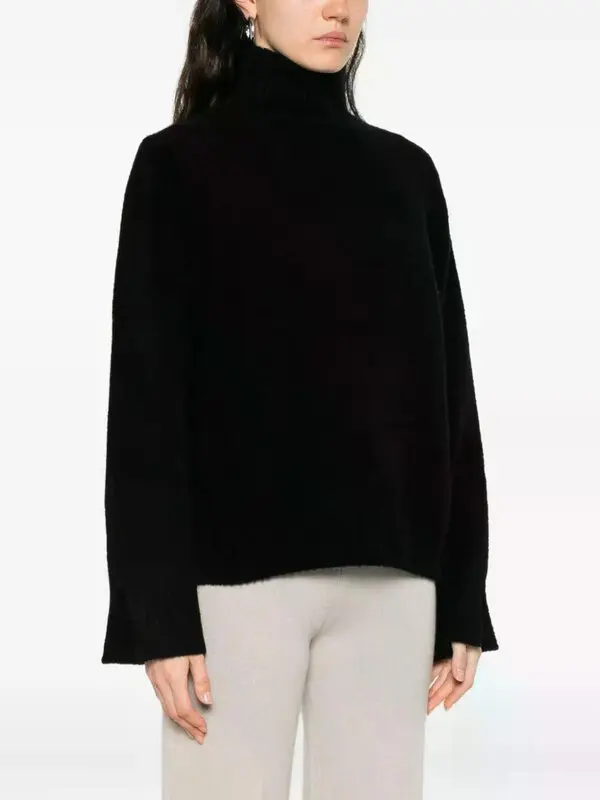 ALLUDE High-neck Wool-blend Sweater - Black