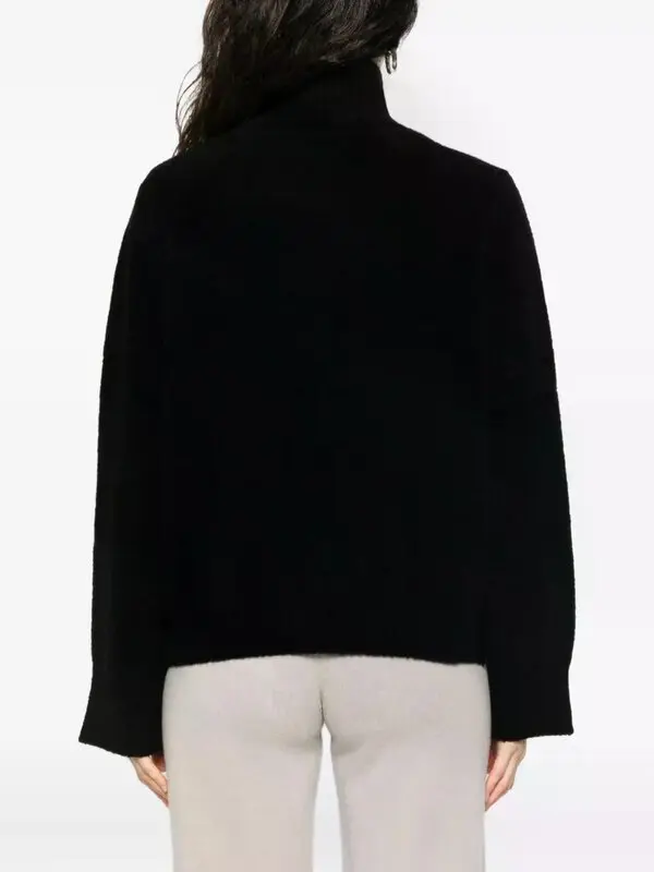 ALLUDE High-neck Wool-blend Sweater - Black