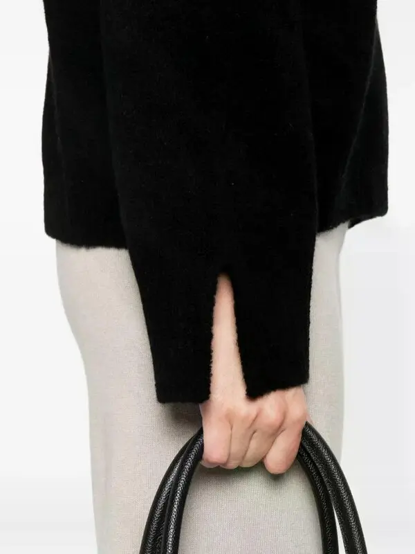 ALLUDE High-neck Wool-blend Sweater - Black