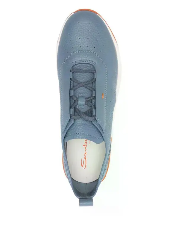 Santoni Perforated Leather Sneakers - Blue