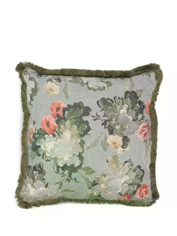 SOHO HOME Floral-print Linen Cushion - Blue