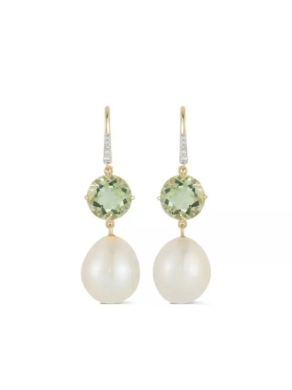Mateo 14k Yellow Gold Multi-stone Drop Earrings - Green