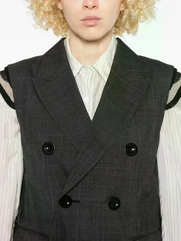Sacai Glen Checked Double-breasted Vest
