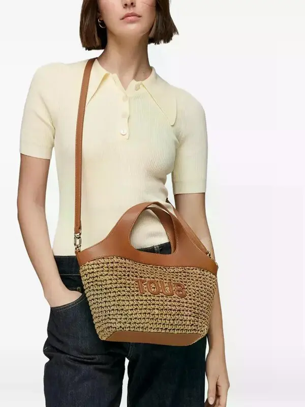 TOUS Leather-trimmed Raffia Tote Bag