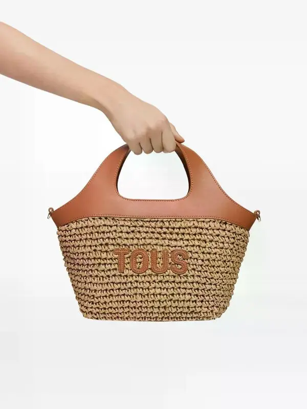 TOUS Leather-trimmed Raffia Tote Bag