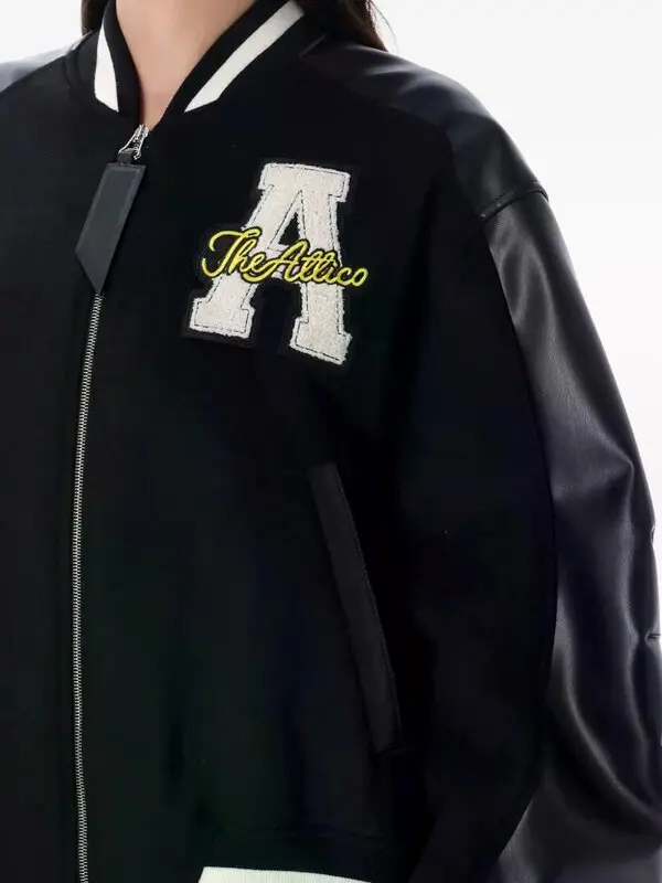 Attico Varsity Leather-sleeve Bomber Jacket