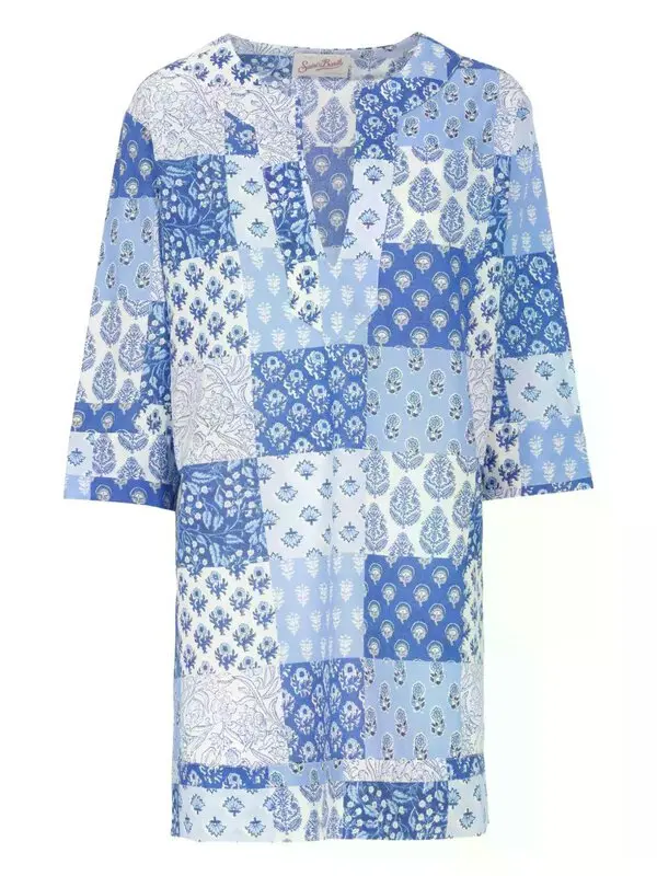 MC2 SAINT BARTH Patchwork Mini Dress - Blue