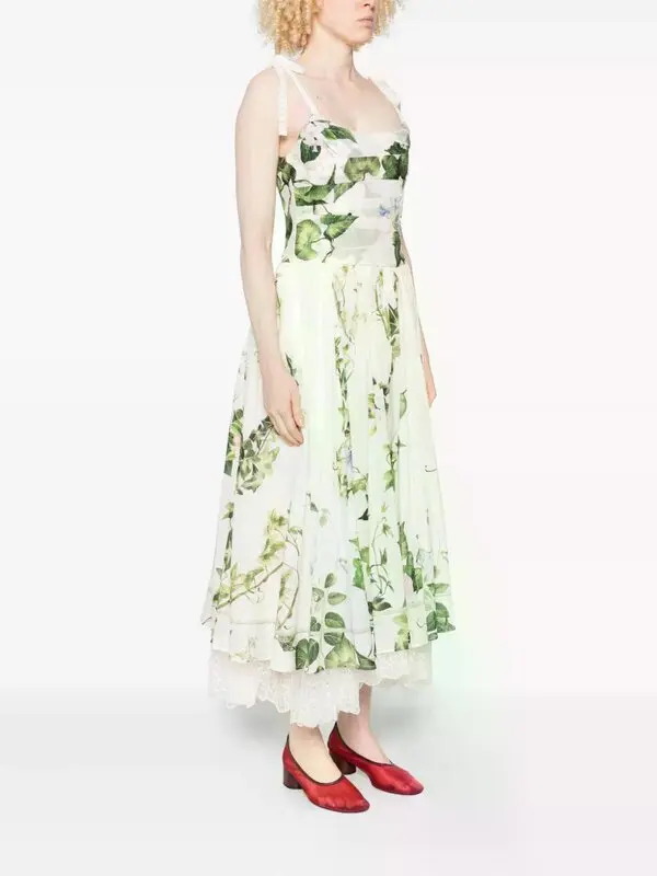 Alice + Olivia Floral-print Tie-shoulder Dress