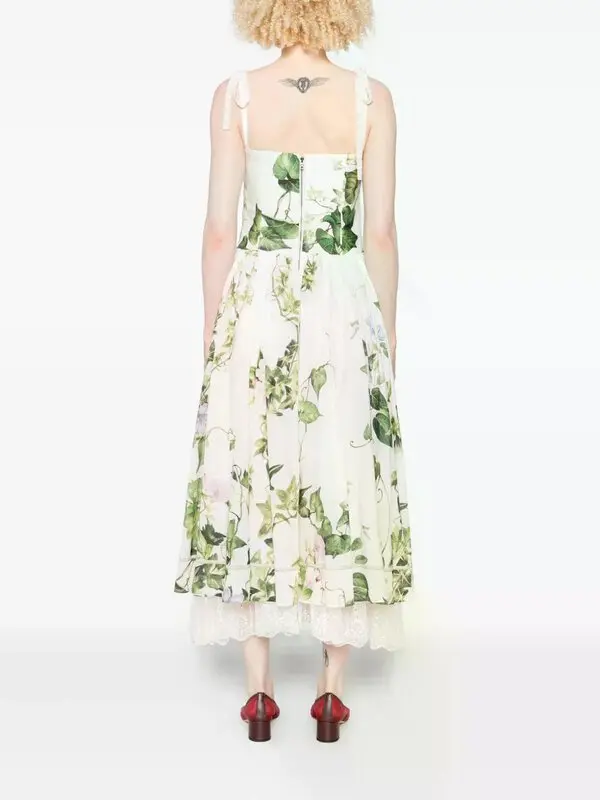 Alice + Olivia Floral-print Tie-shoulder Dress