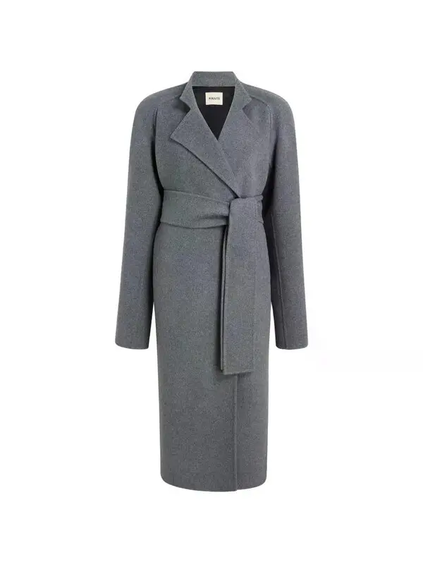 Khaite Belted Single-breasted Wool Coat - Grey