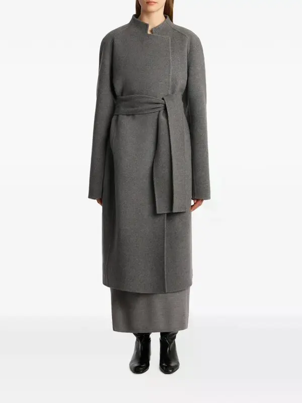 Khaite Belted Single-breasted Wool Coat - Grey