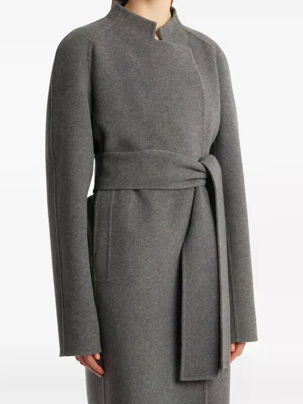 Khaite Belted Single-breasted Wool Coat - Grey