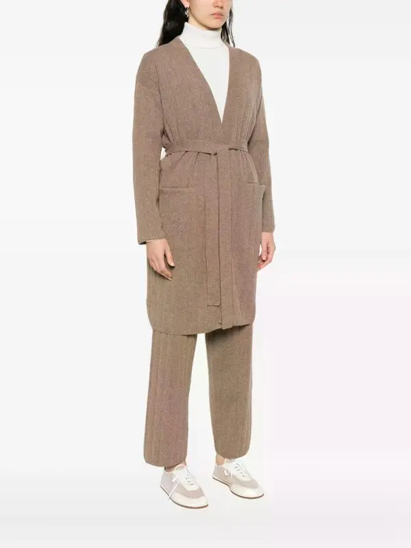 Max Mara Ribbed Belted Cardigan - Brown
