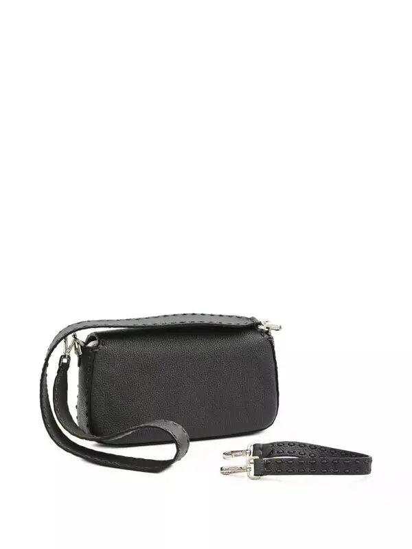 Fendi Baguette Macro-stitch Messenger Bag - Black