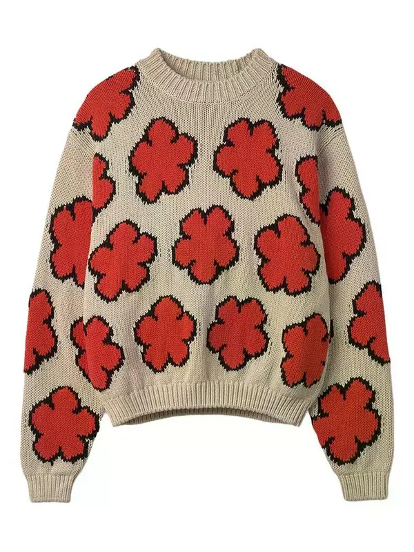 Kenzo Flower Intarsia-knit Jumper - Neutrals