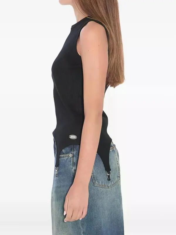 JEAN PAUL GAULTIER Ribbed Hook-detail Top - Black