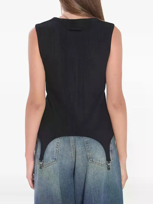 JEAN PAUL GAULTIER Ribbed Hook-detail Top - Black