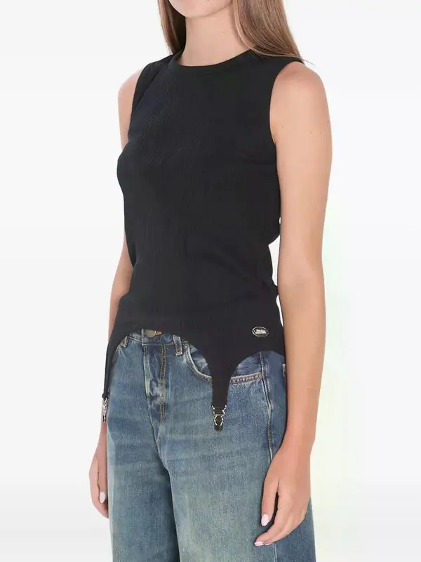 JEAN PAUL GAULTIER Ribbed Hook-detail Top - Black