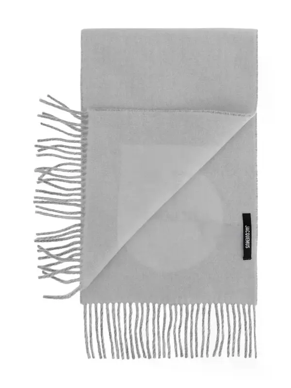Jacquemus Logo-detail Fringed Scarf - Grey