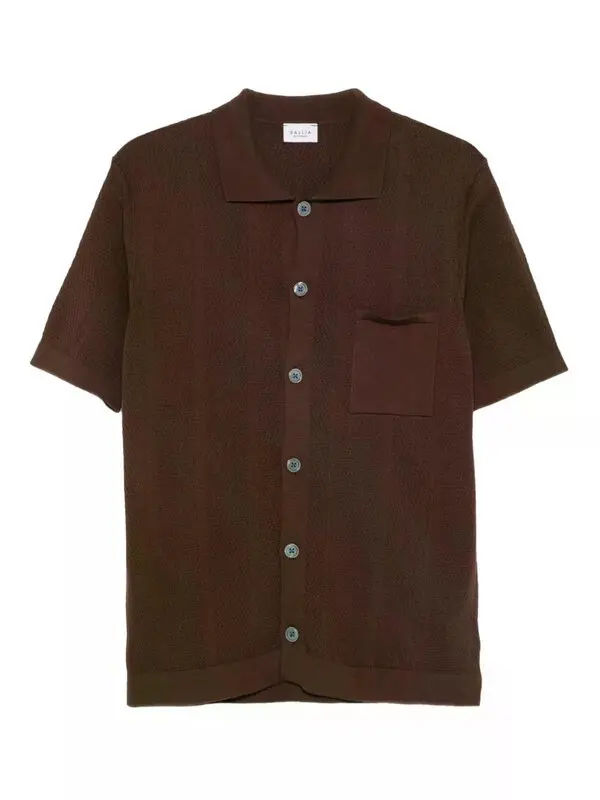 GALLIA Farry Textured Cotton Shirt - Brown