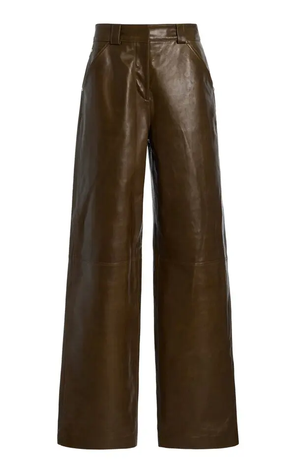Cult Gaia Dalton Leather Wide Leg Pants