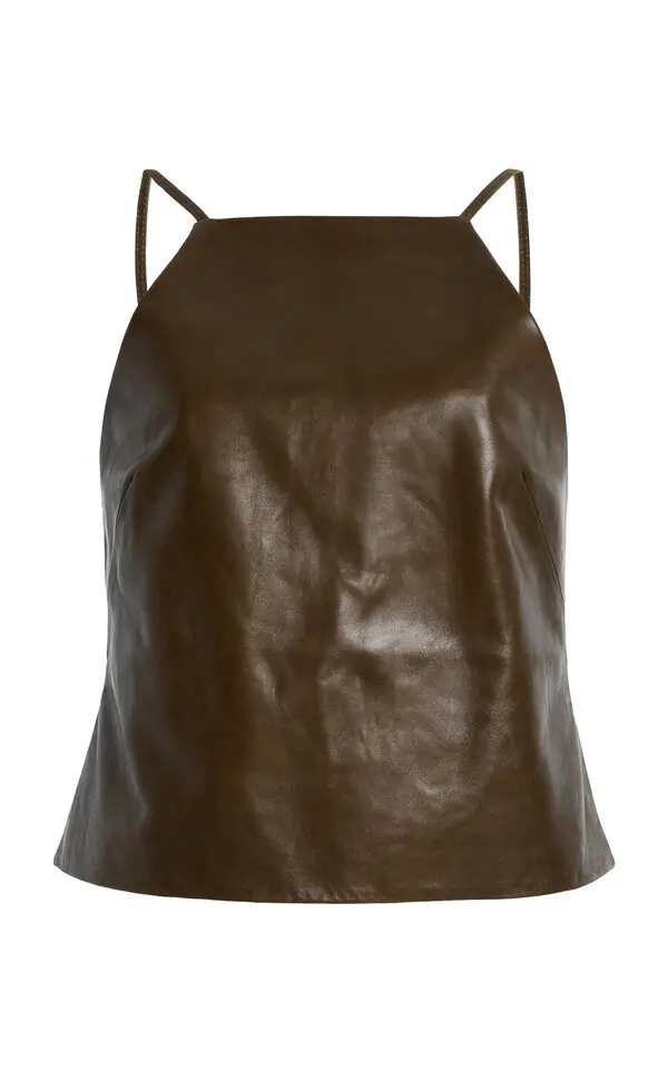Cult Gaia Juji Leather Halter Top