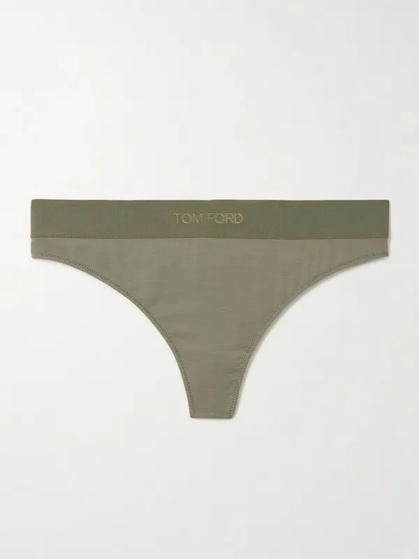 TOM FORD Stretch Modal-jersey Thong - Green