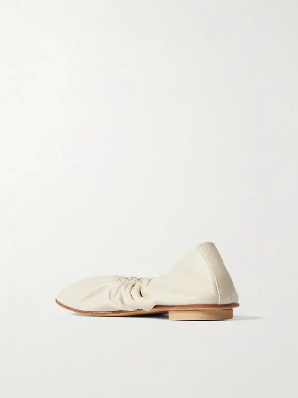 Le Monde Beryl Mica Gathered Leather Ballet Flats - Ecru